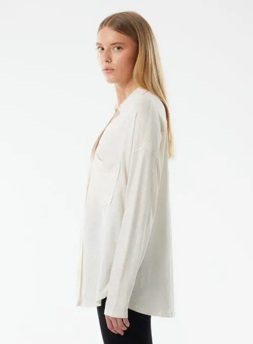 Majestic Filatures Stretch Linen Relaxed One Pocket Shirt