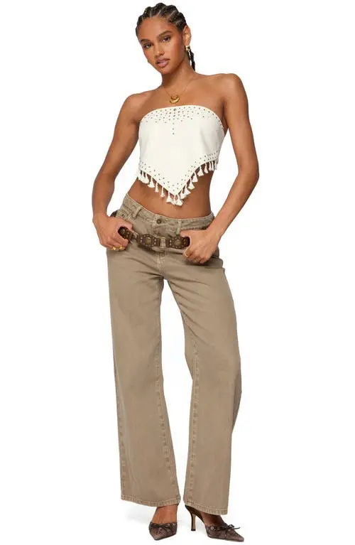 EDIKTED Stud And Tassel Strapless Top