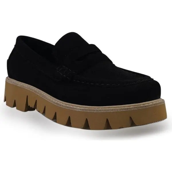 NATIONAL COMFORT Lenna Suede Platform Loafer - Black Suede