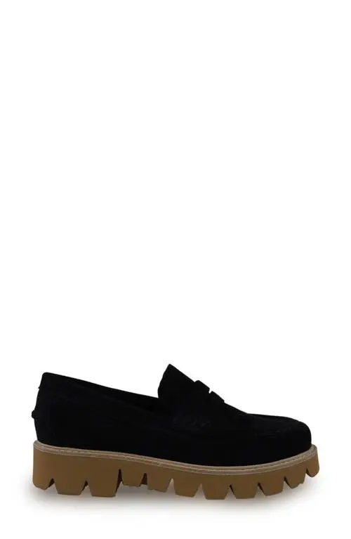 NATIONAL COMFORT Lenna Suede Platform Loafer - Black Suede
