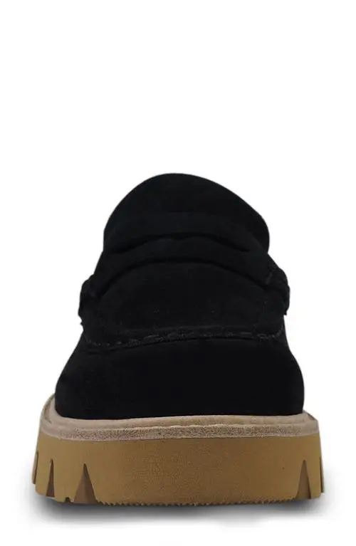 NATIONAL COMFORT Lenna Suede Platform Loafer - Black Suede