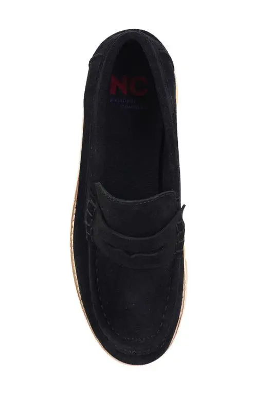 NATIONAL COMFORT Lenna Suede Platform Loafer - Black Suede