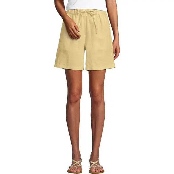 LANDS' END Linen High-rise 7" Shorts - Pale Sunbeam Yellow