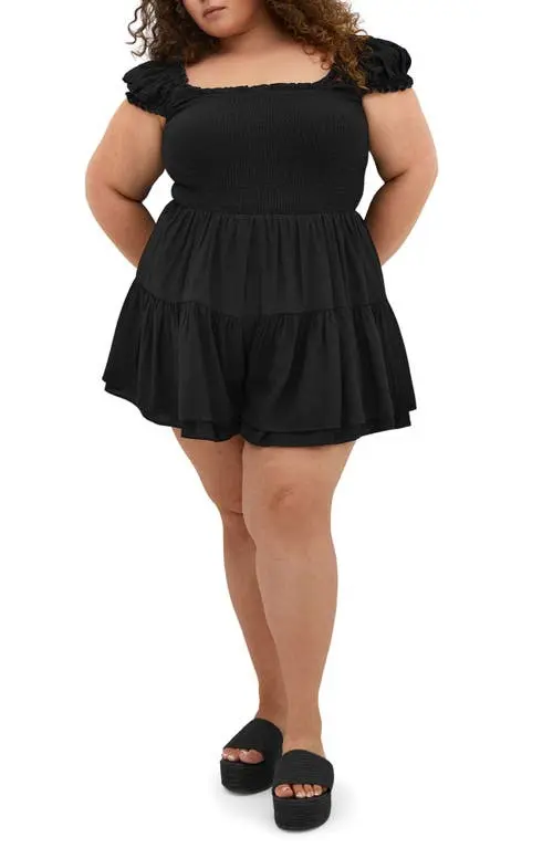 City Chic Zuri Short Sleeve Romper - Black