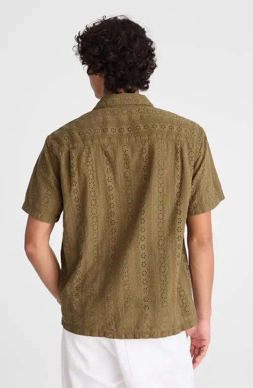 Madewell Short Sleeve Button-up Shirt In Embroidered Cotton - Olive