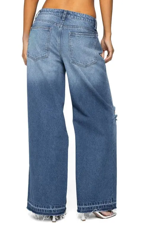 EDIKTED Xenia Ripped Low Rise Wide Leg Jeans