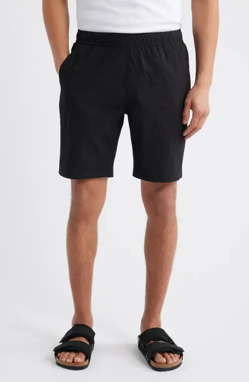 W.R.K Slim Fit Drawstring Seersucker Shorts - Black