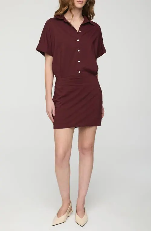 PISTOLA Blythe Stretch Cotton Mini Shirtdress - Cabernet