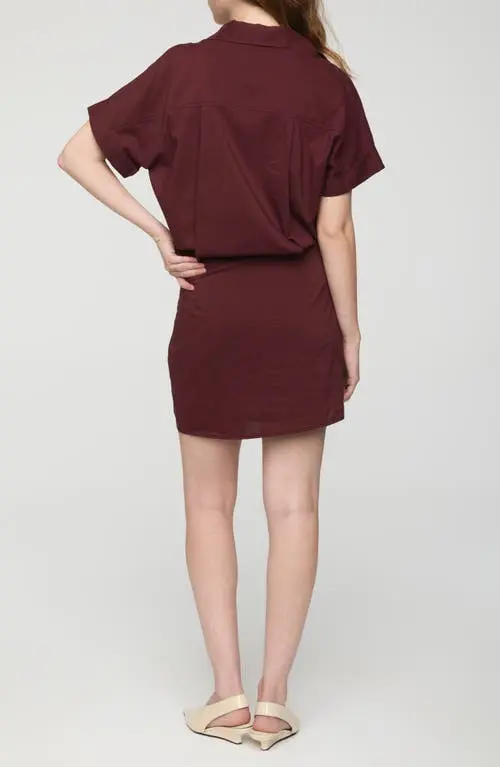 PISTOLA Blythe Stretch Cotton Mini Shirtdress - Cabernet