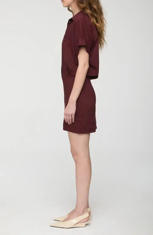 PISTOLA Blythe Stretch Cotton Mini Shirtdress - Cabernet