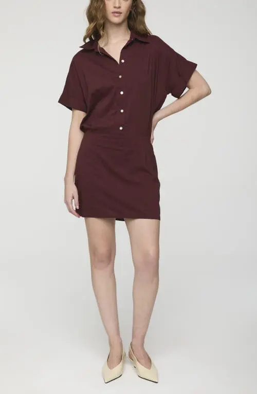 PISTOLA Blythe Stretch Cotton Mini Shirtdress - Cabernet