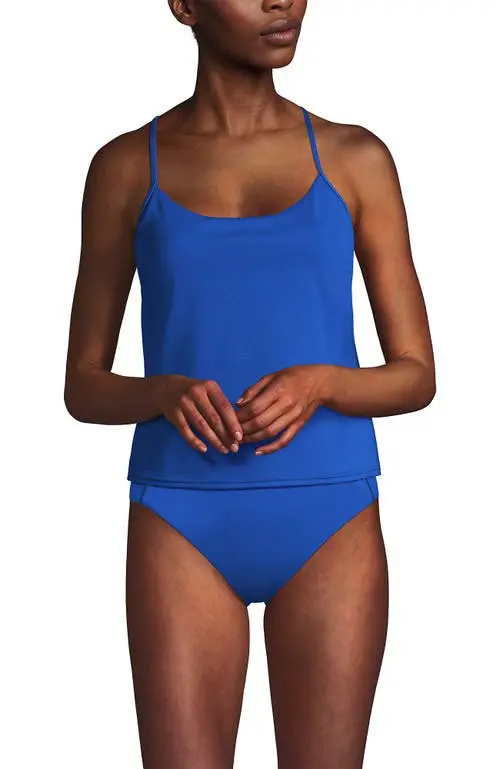 LANDS' END Tugless Quickdry Adjustable Strappy Back Tankini Top - Bright Cobalt Blue