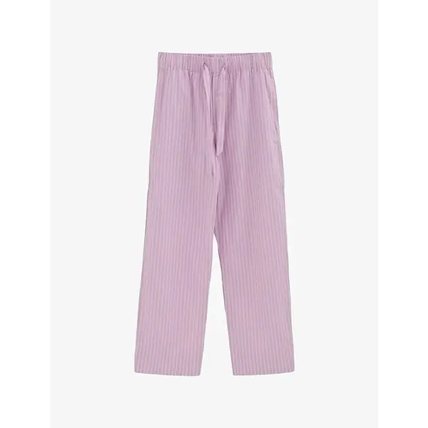 TEKLA Striped Cotton-poplin Pyjama Bottoms Size - Purple Pink Stripes