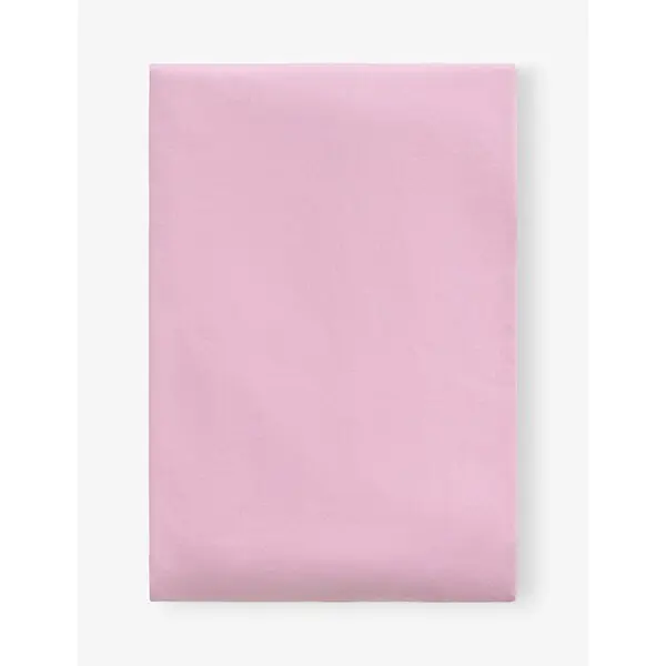 TEKLA Percale Double Fitted Cotton Sheet - Mallow Pink