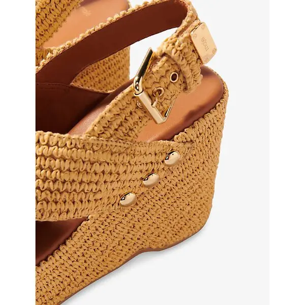 Maje Raffia-effect Heeled Wedge Sandals - Bruns