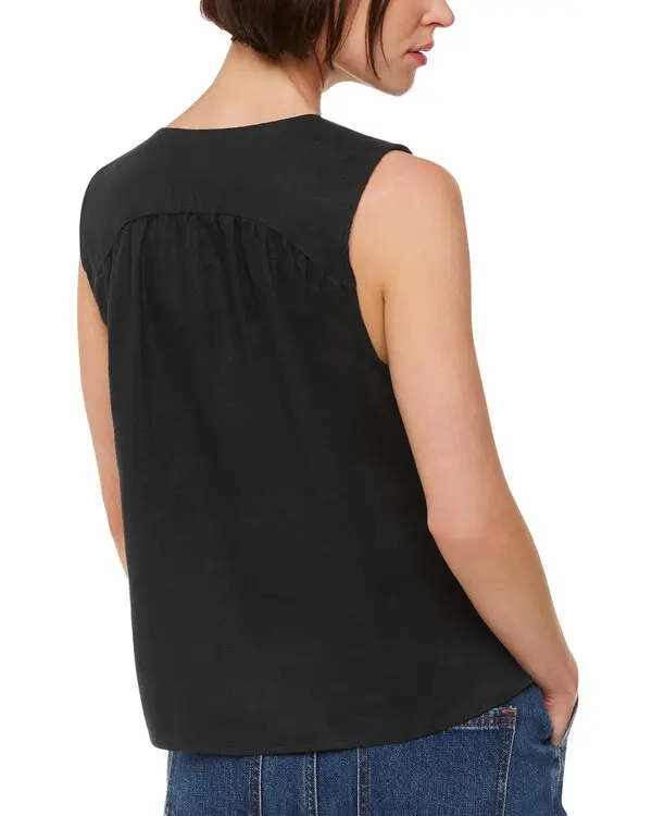 Whistles Laura Linen V Neck Vest - Black