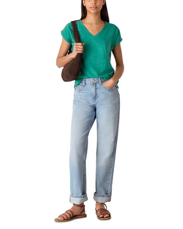 Whistles Willa V-neck Cap Sleeved Tee - Green