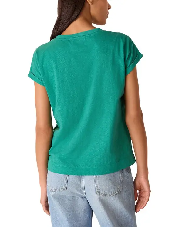 Whistles Willa V-neck Cap Sleeved Tee - Green