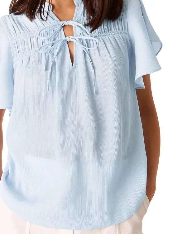 Whistles Flutter Sleeve Tie Front Blouse