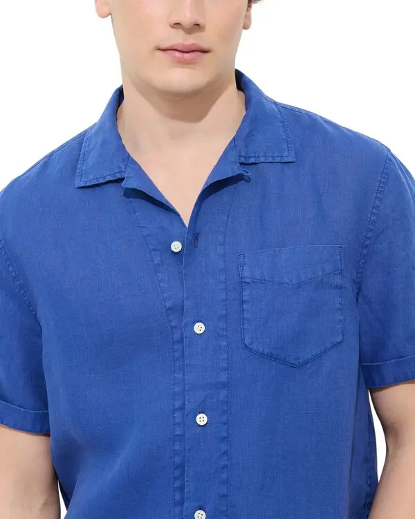 ALEX MILL Linen Camp Shirt - Cobalt