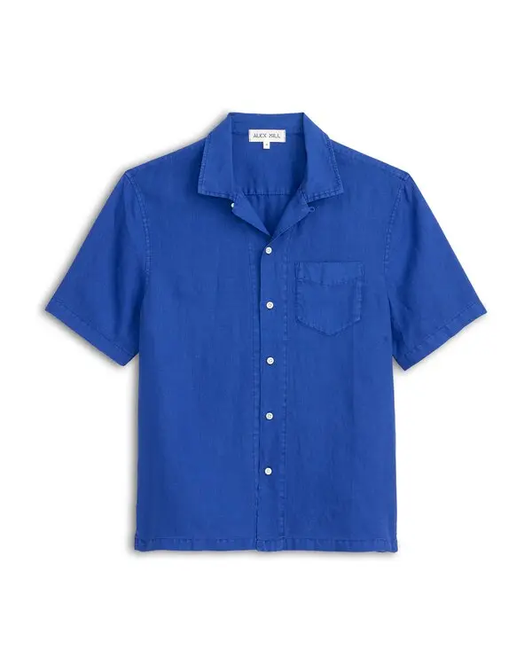 ALEX MILL Linen Camp Shirt - Cobalt