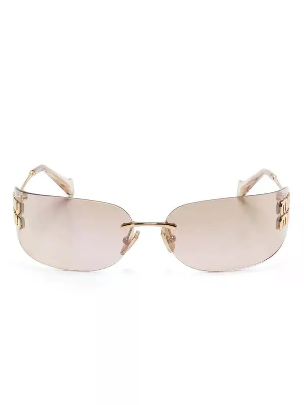 Miu Miu Logo-plaque Sunglasses - Gold