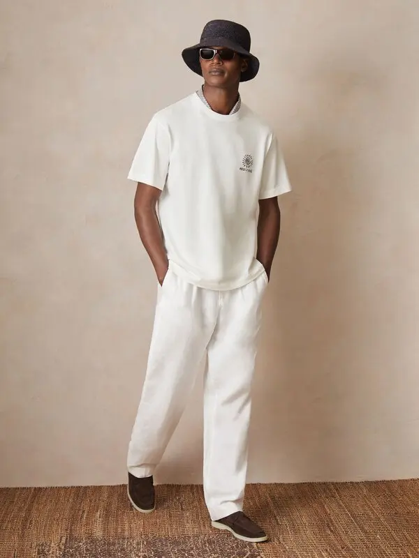 REISS Artola | Ché Cotton Palm-tree T-shirt - White