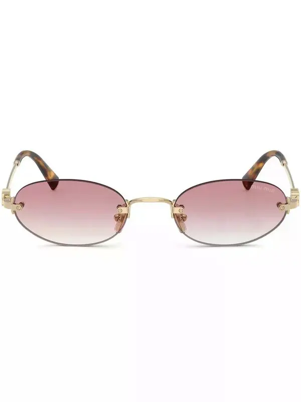 Miu Miu Oval-frame Sunglasses - Gold