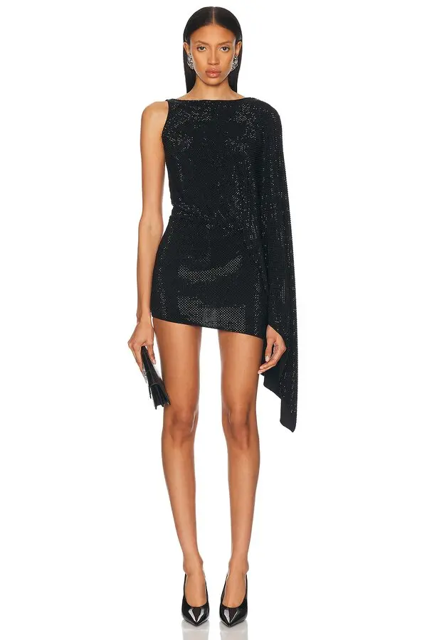 Alexandre Vauthier Macro Crystal Draped Mini Dress