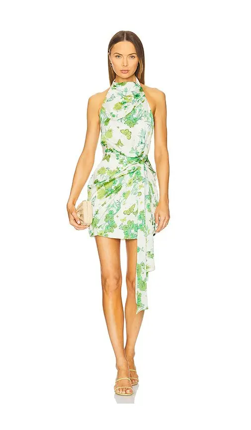 ELLIATT Tess Halter Mini Dress - Green Multi | Editorialist