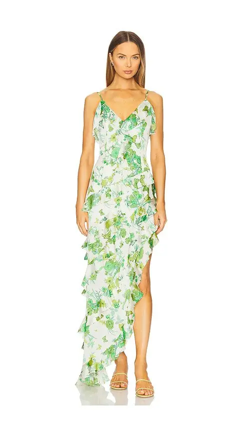 ELLIATT Asymmetrical Maxi Dress With Ruffles