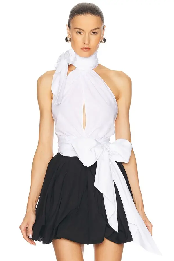 Alexandre Vauthier Poplin Sleeveless Blouse - White