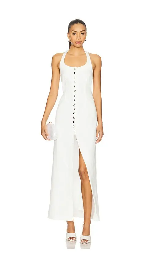 SELMACILEK Button Detail Midi Dress - White
