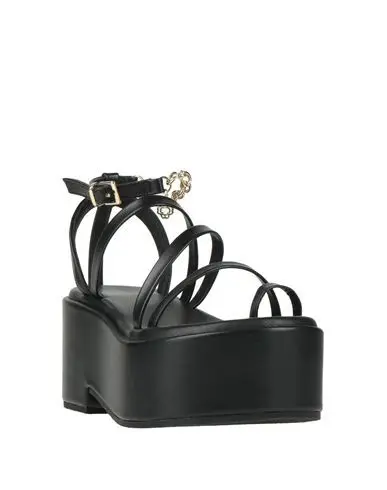 Maje Leather Wedge Thong Sandals With Embellished Ankle Strap - Black