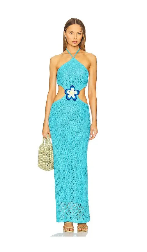 CAPITTANA Lucinda Crochet Dress - Turquoise