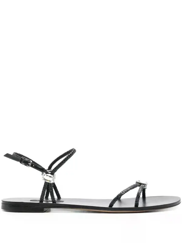 Casadei Crystal-embellished Braided Sandals - Black