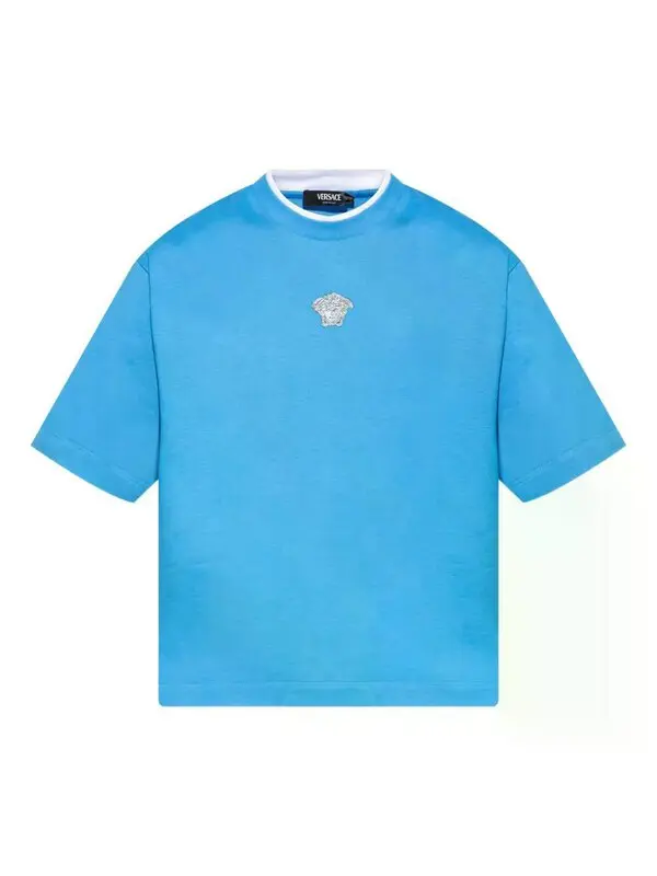 Versace Medusa-embroidered T-shirt - Blue