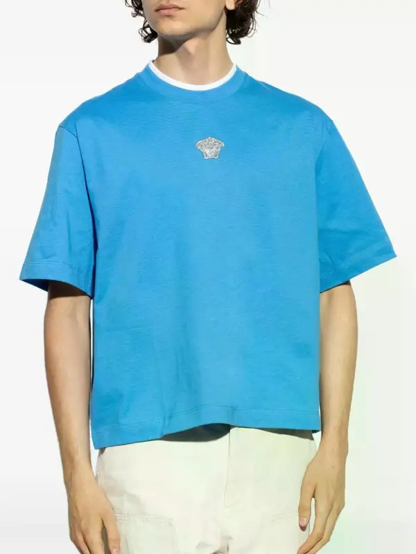 Versace Medusa-embroidered T-shirt - Blue
