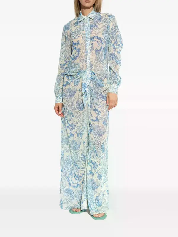 Versace Printed Maxi Shirt Dress