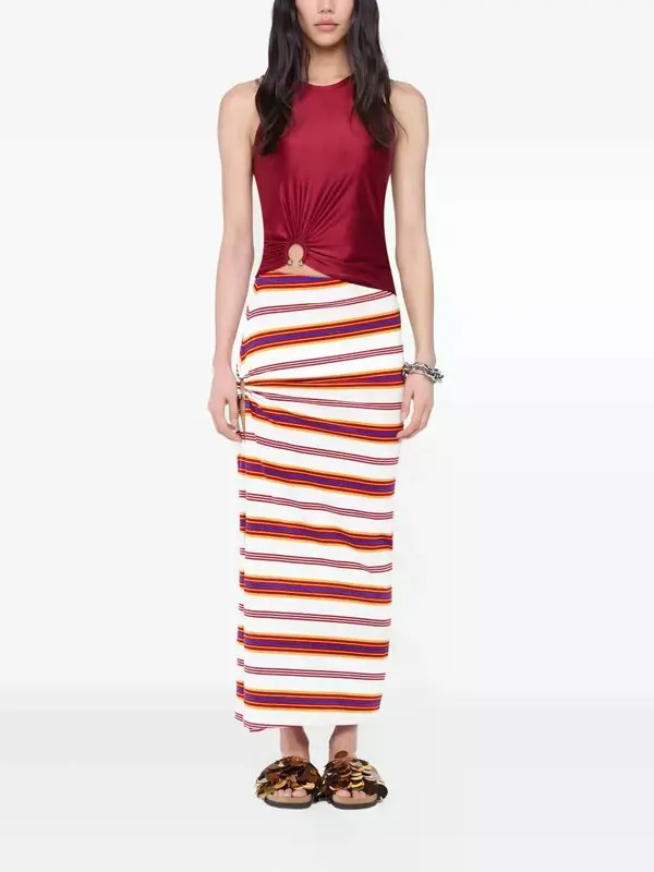 Rabanne Striped Draped Skirt - White