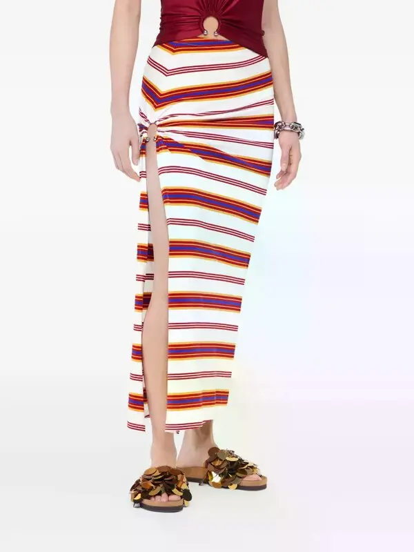 Rabanne Striped Draped Skirt - White