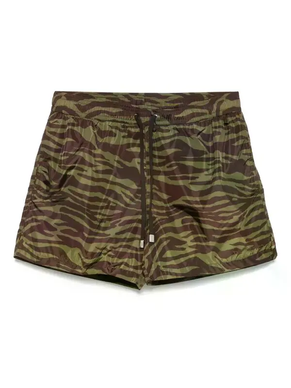 Attico Zebra-print Swim Shorts - Brown