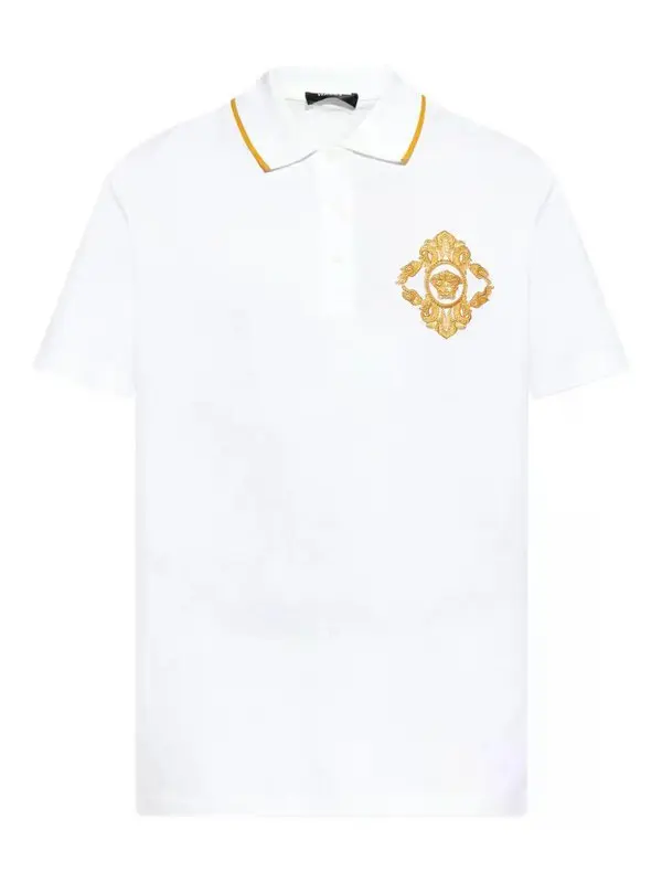 Versace Medusa-embroidered Polo Shirt - White