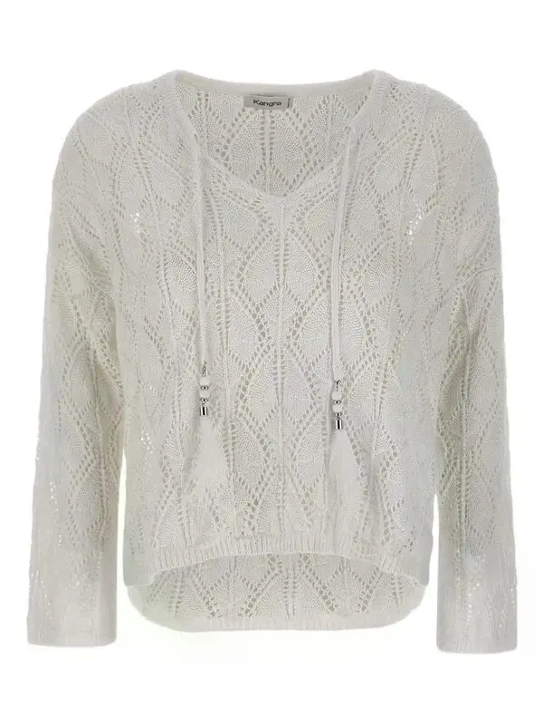 KANGRA Crochet-knit V-neck Sweater