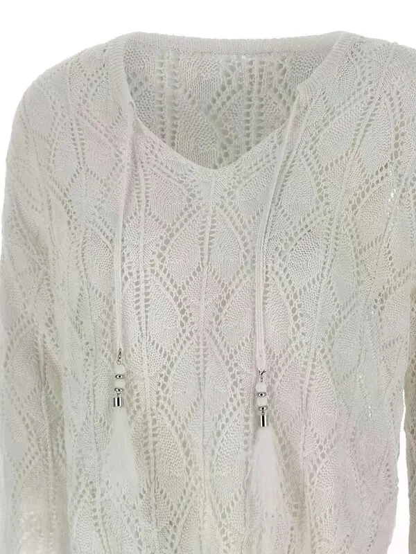 KANGRA Crochet-knit V-neck Sweater