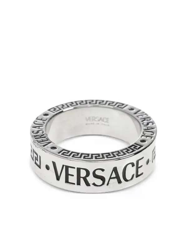Versace Logo-engraved Band Ring - Silver