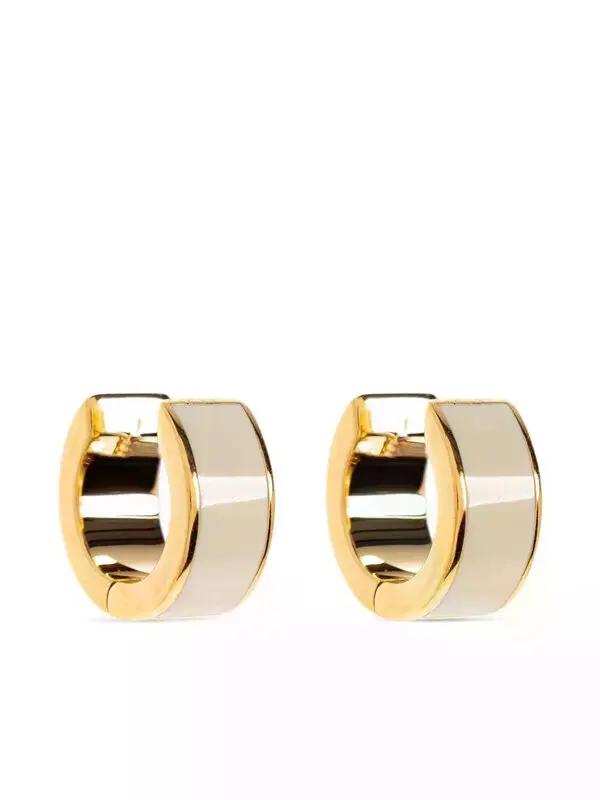 Tory Burch Icon Enamel Huggie Earrings - Gold