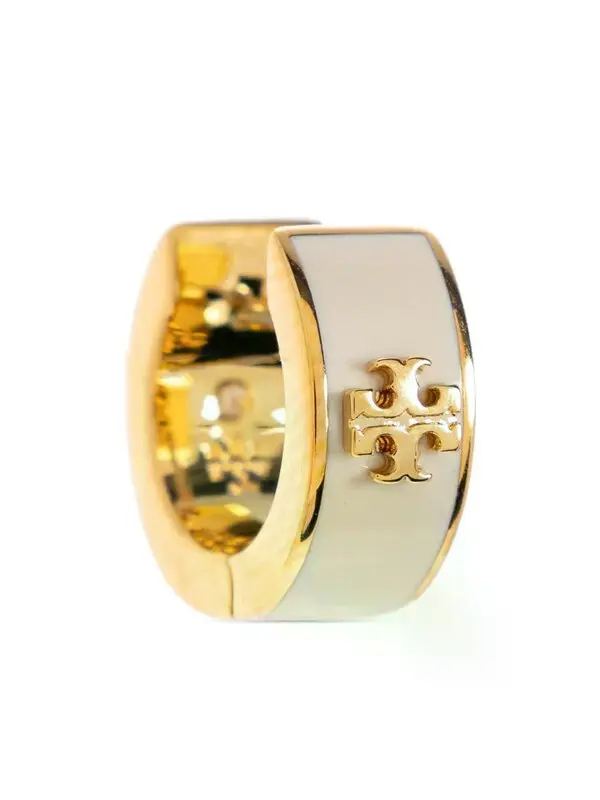 Tory Burch Icon Enamel Huggie Earrings - Gold