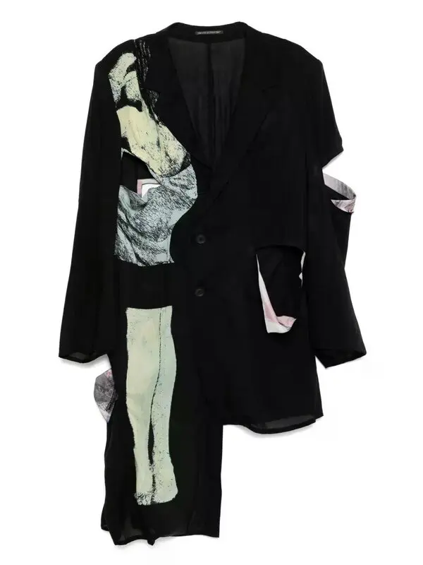 Yohji Yamamoto Graphic-print Blazer - Black