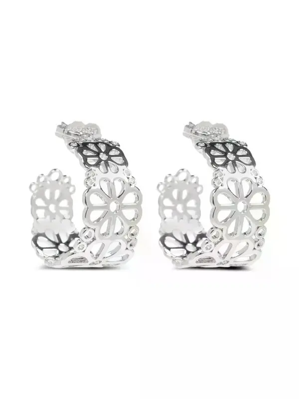Kate Spade New York Flower Lace Hoop Earrings - Silver
